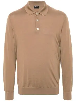 Zegna Fine-knit Polo Shirt - Brown