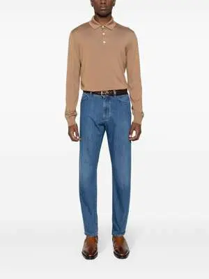 Zegna Fine-knit Polo Shirt - Brown