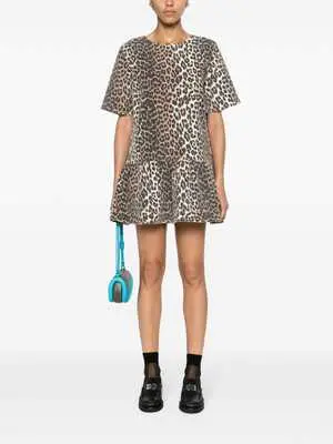 GANNI Leopard-print Denim Mini Dress