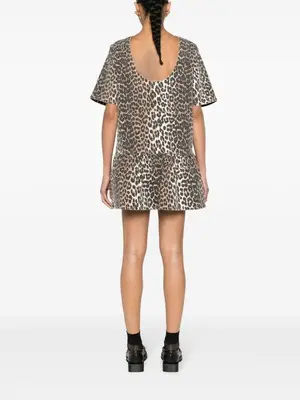 GANNI Leopard-print Denim Mini Dress