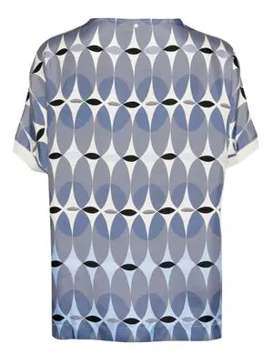 Lorena Antoniazzi Geometric-print Silk T-shirt - Blue