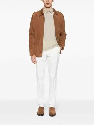ZANONE Long-sleeve Cotton Polo Shirt - Brown
