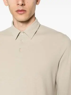 ZANONE Long-sleeve Cotton Polo Shirt - Brown