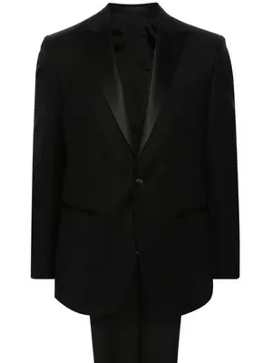 Corneliani Single-breasted Wool Suit - Black