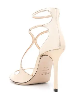 JIMMY CHOO Azia 95mm Leather Metallic Sandals - Gold