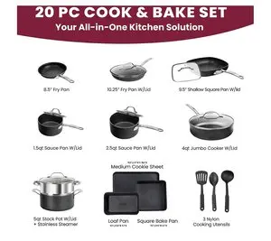 GRANITESTONE 20 Piece Cookware Set With Bakewar E & Utensils