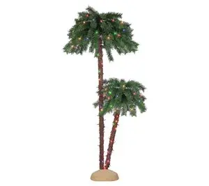 PULEO INTERNATIONAL Puleo 3.5' & 6' Pre-lit Double Trunk Artificial Palm Tree - One-color