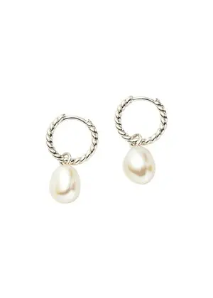 MISSOMA Twisted Rhodium-plated Hoop Earrings With Pearl - Silver