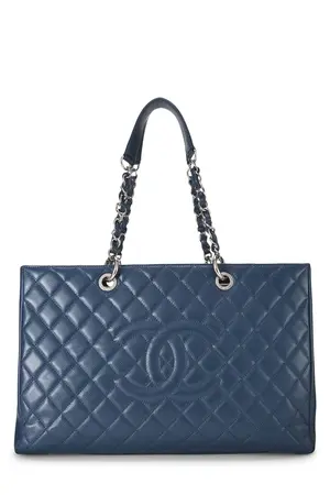 Chanel Quilted Caviar Grand Shopping Tote - Blue