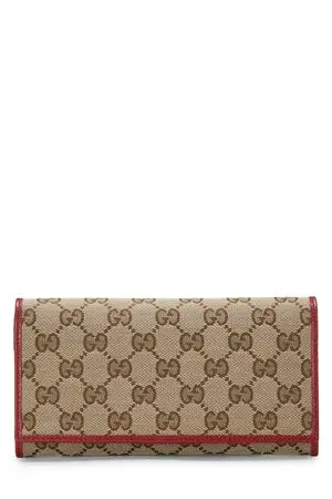 Gucci Red Original Gg Canvas Continental Wallet Beige