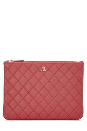 Chanel Quilted Caviar O Case Zip Pouch Large