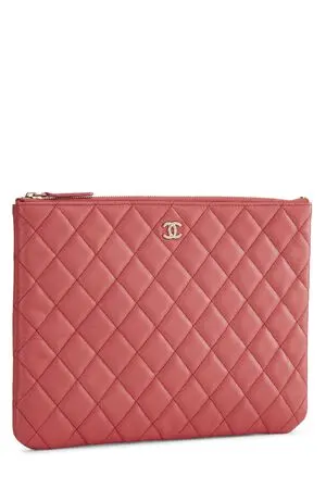 Chanel Quilted Caviar O Case Zip Pouch Large