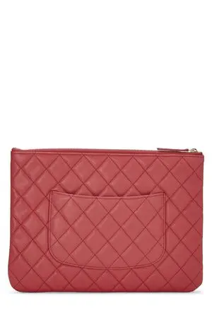 Chanel Quilted Caviar O Case Zip Pouch Large