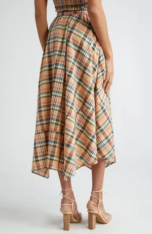 Ulla Johnson Annette Plaid Asymmetric Midi Skirt