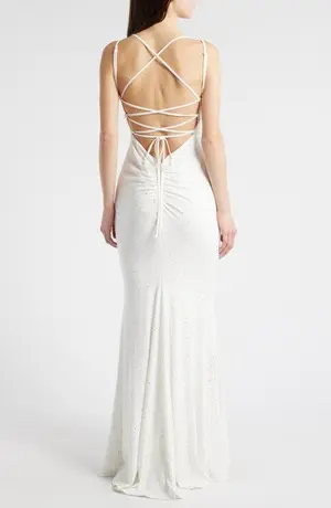 JUMP APPAREL Rhinestone Strappy Gown - White
