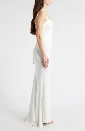 JUMP APPAREL Rhinestone Strappy Gown - White