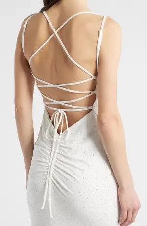 JUMP APPAREL Rhinestone Strappy Gown - White