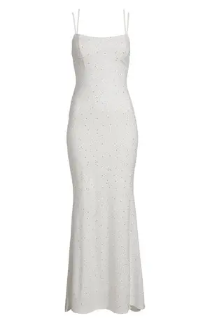 JUMP APPAREL Rhinestone Strappy Gown - White