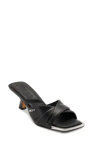 Dkny Twist Strap Kitten Heel Sandal Black