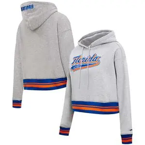 PRO STANDARD Florida Gators Script Tail Fleece Cropped Pullover Hoodie - Heather Gray