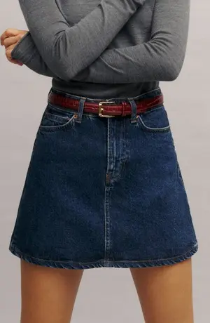 REFORMATION Lydia High Waist Denim Miniskirt - Huron