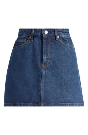 REFORMATION Lydia High Waist Denim Miniskirt - Huron