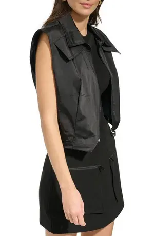 Dkny Satin Zip-up Vest
