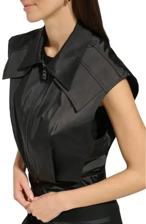 Dkny Satin Zip-up Vest