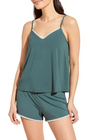 Eberjey Frida Camisole & Shorts Pajamas Agave/ Ivory