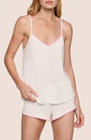 Eberjey Frida Camisole & Shorts Pajamas - Ivory/pink Nectar