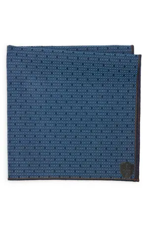 CLIFTON WILSON Polka Dot Cotton Pocket Square Blue