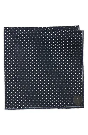 CLIFTON WILSON Polka Dot Cotton Pocket Square - Navy