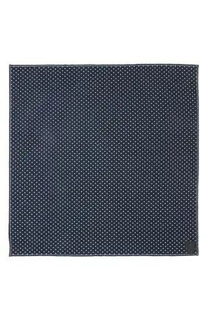 CLIFTON WILSON Polka Dot Cotton Pocket Square - Navy