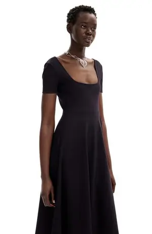 Desigual Short Sleeve Scoop Neck Midi Dress