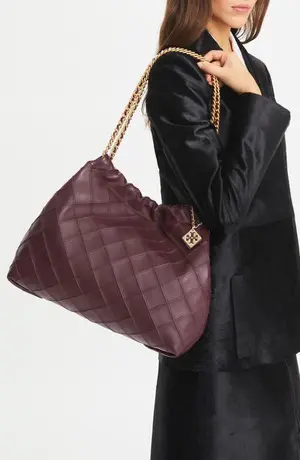 Tory Burch Fleming Soft Quilted Leather Hobo Bag - Albarossa