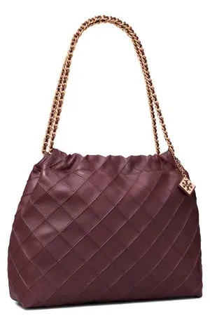 Tory Burch Fleming Soft Quilted Leather Hobo Bag - Albarossa
