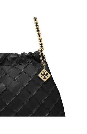 Tory Burch Fleming Soft Quilted Leather Hobo Bag - Black