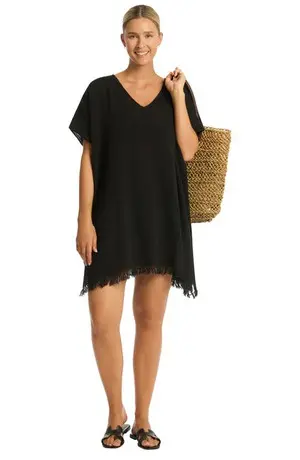 SEA LEVEL Sunset Fringe Cotton Cover-up Caftan