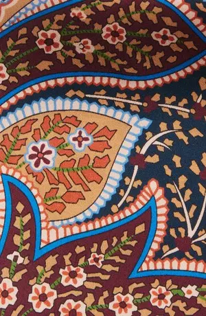 CLIFTON WILSON Paisley Silk Pocket Square - Tan
