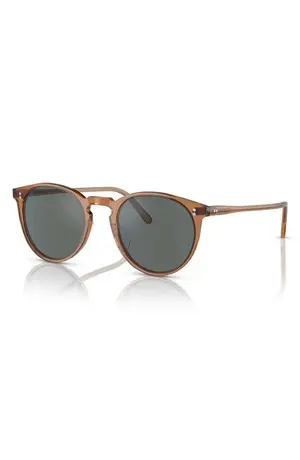 Oliver Spencer O'malley 48mm Round Sunglasses - Carob / Regal Blue
