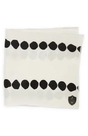CLIFTON WILSON Black Dot Floral Jacquard Silk Pocket Square - White