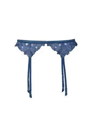 Fleur Du Mal Lily Embroidery Garter Belt - Denim