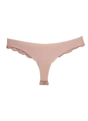 FLEUR DU MAL Charlotte Lace Seamless Thong - Tan