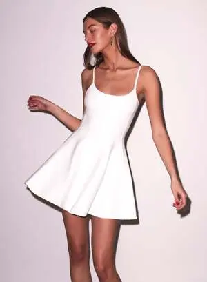 FLEUR DU MAL Flared Corset Mini Dress - Ivory