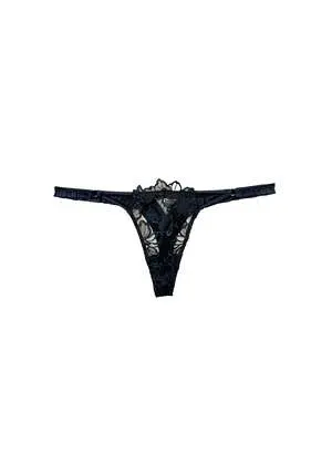 FLEUR DU MAL Whitney Embroidery Thong - Black