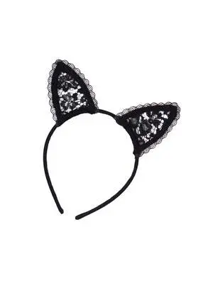 Fleur Du Mal Lace Cat Ears Headband - Black