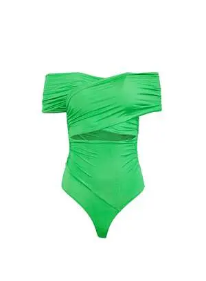 FLEUR DU MAL Wrap Front Bodysuit - Peridot