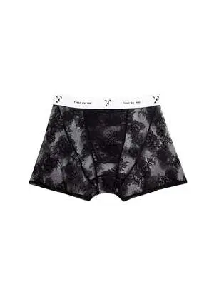 Fleur Du Mal Bouquet Lace Boxer Brief - Black