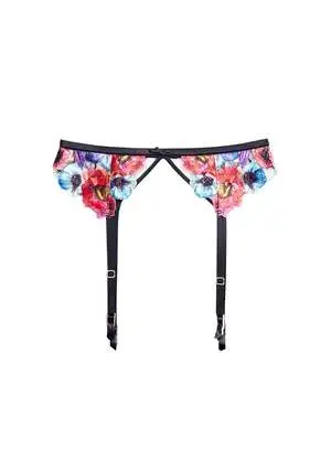 FLEUR DU MAL Tuileries Embroidery Garter Belt - Multi