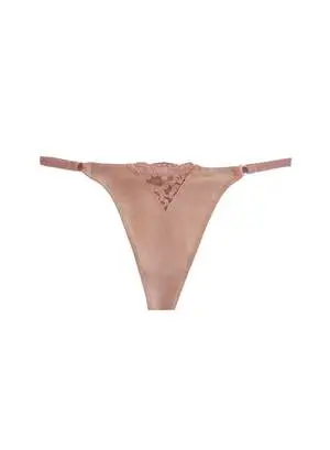 Fleur Du Mal Charlotte Lace No Show V-string - Tan